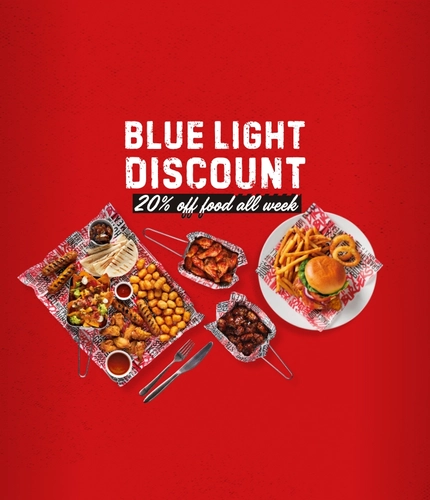 Blue Light Discount | Flaming Grill